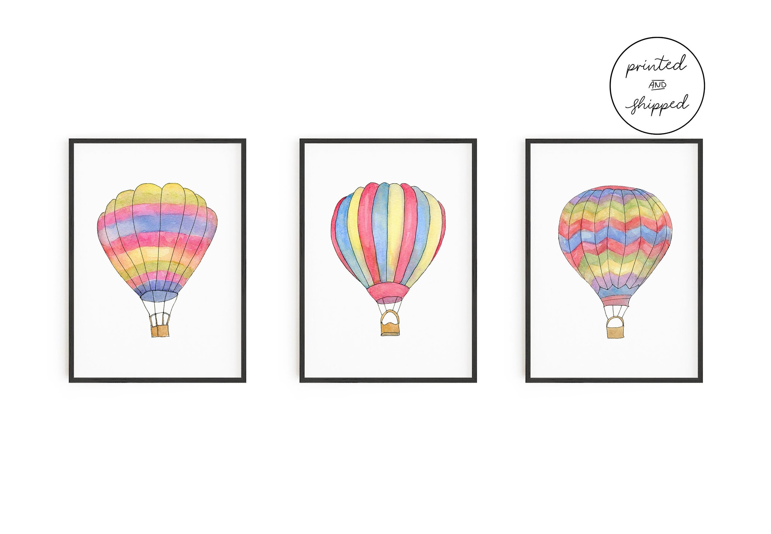 Set of 3 Watercolor Hot Air Balloon Prints - Gallery Wall - Hot Air ...